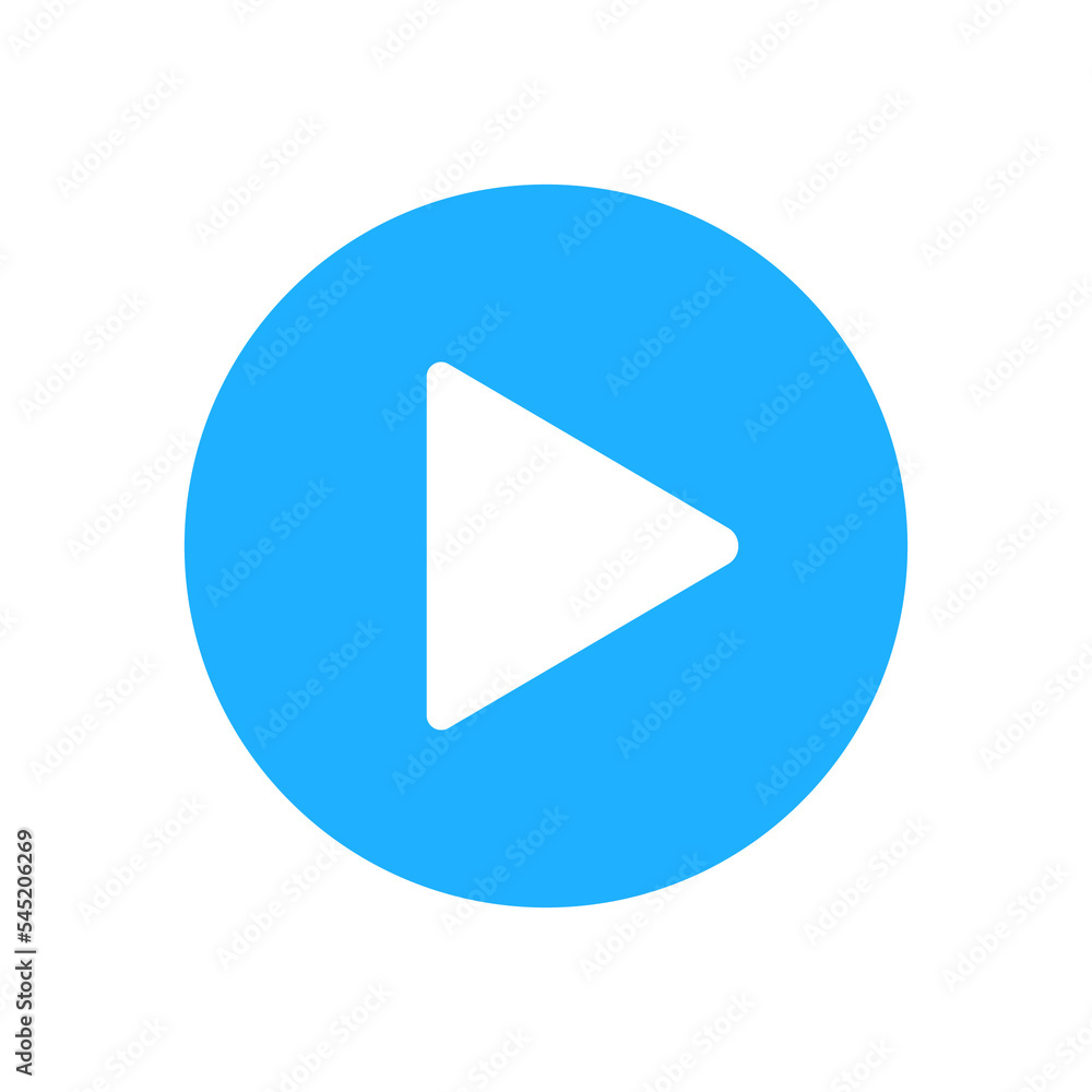 Blue Play button icon transparent png Stock Illustration | Adobe Stock