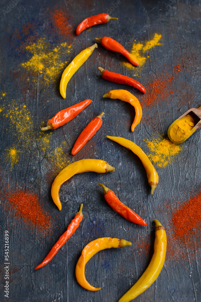 Collection of peppers. Various Red Hot Chili, Cayenne and other ...