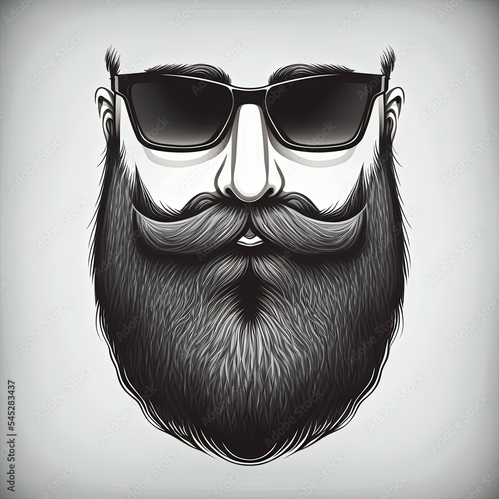 Manly face, man with a beard, mustache and glasses, lumberjack style ...