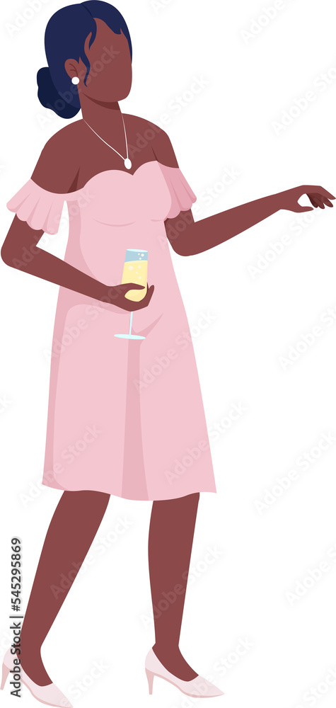 Party guest having fun semi flat color raster character. Standing ...