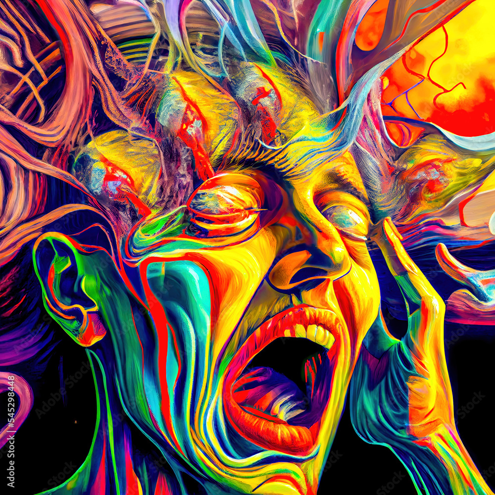 Ilustrace Schizophrenie Psyche Psychose gespaltene Persönlichkeit ...