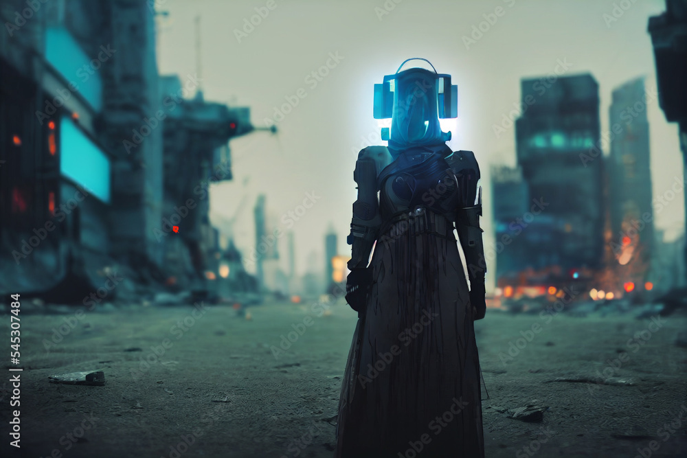 gorgeous cyberpunk woman wearing tech-wire attire as cinematic and ...