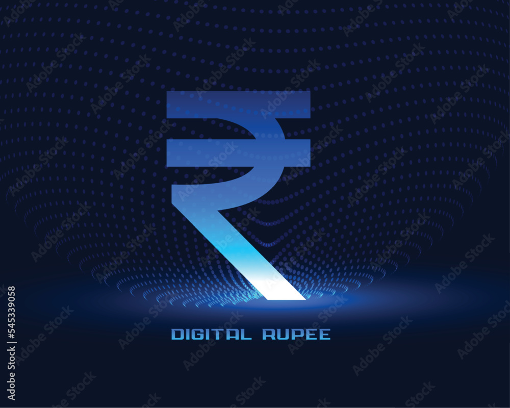 digital currency symbol of indian rupee background with light effect ...