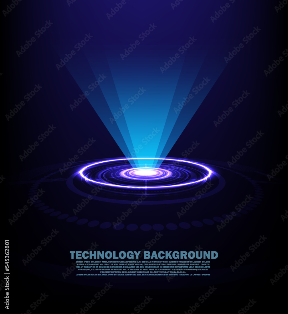 Abstract hologram technology.Vector illustration.Circle portals ...