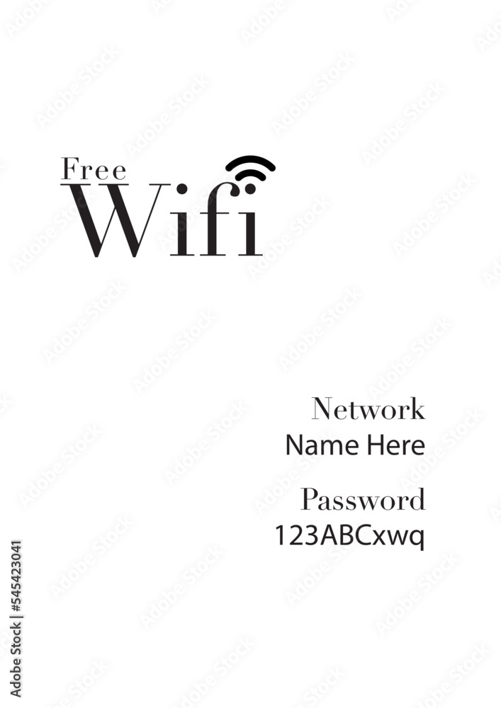 WIFI Password Sign Printable, Editable WiFi Sign Template Stock Vector ...