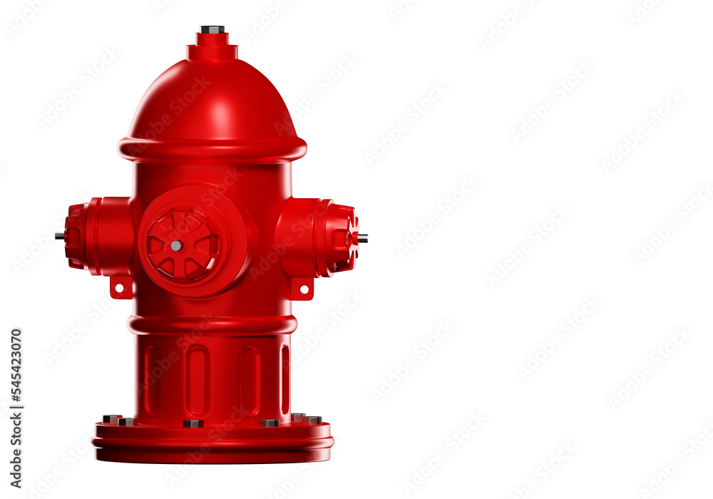 Fire hydrant. Equipment for extinguishing burning building. Red hydrant ...