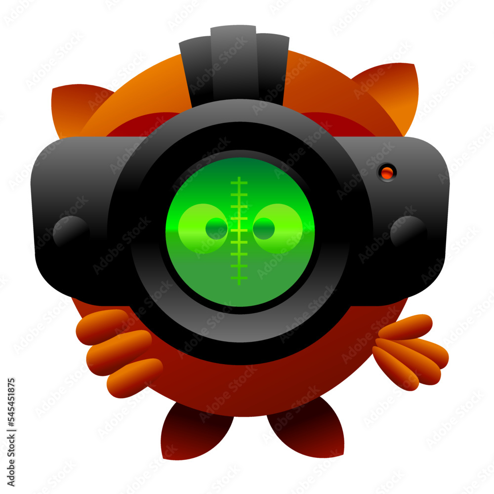 Cartoon owl looking through night vision goggles. Full vector isolated ...