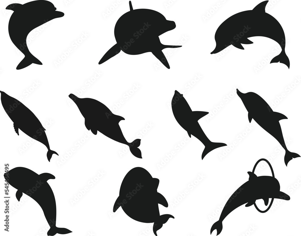 Dolphin Scissor Skills isolated vector Silhouette Stock Vector | Adobe ...