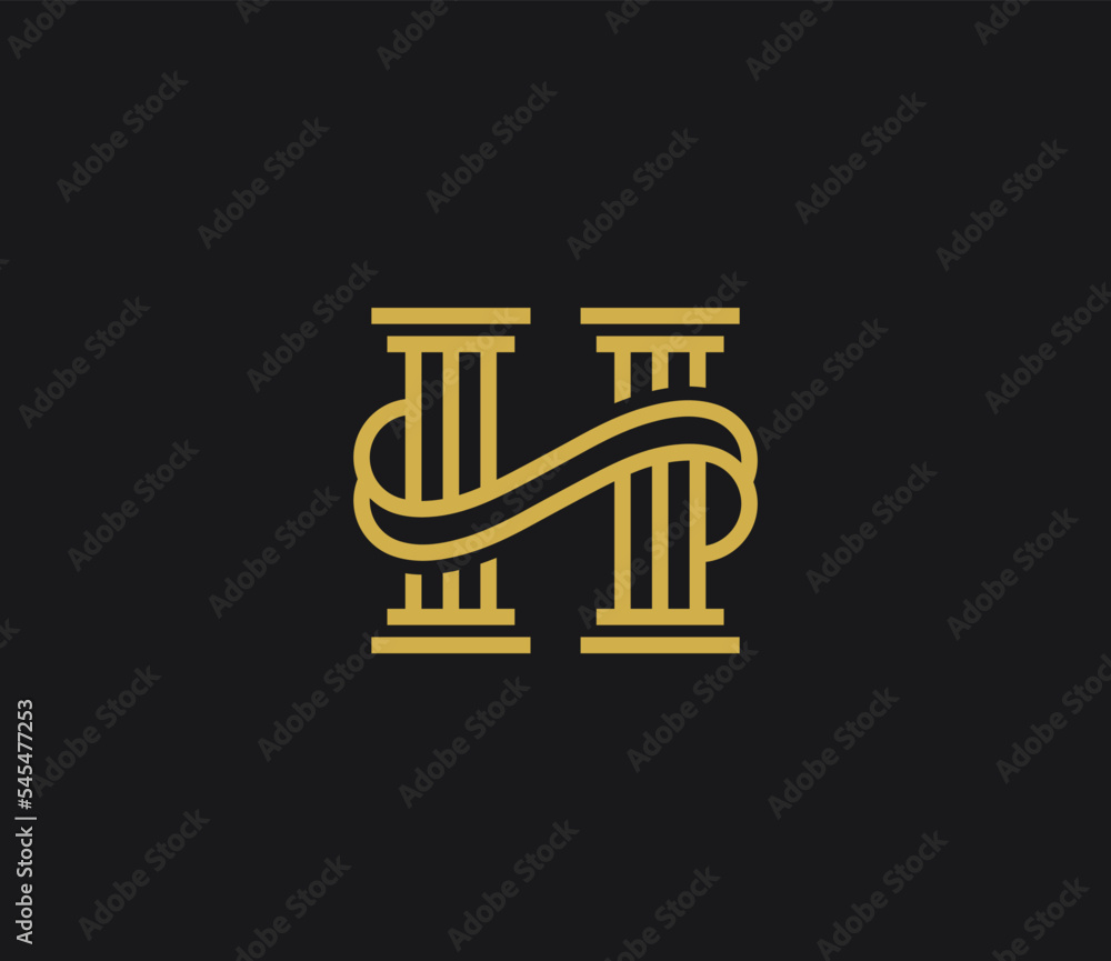Elegant H Logo. Formed from Two Pillars and a Ribbon. Vector Logo ...