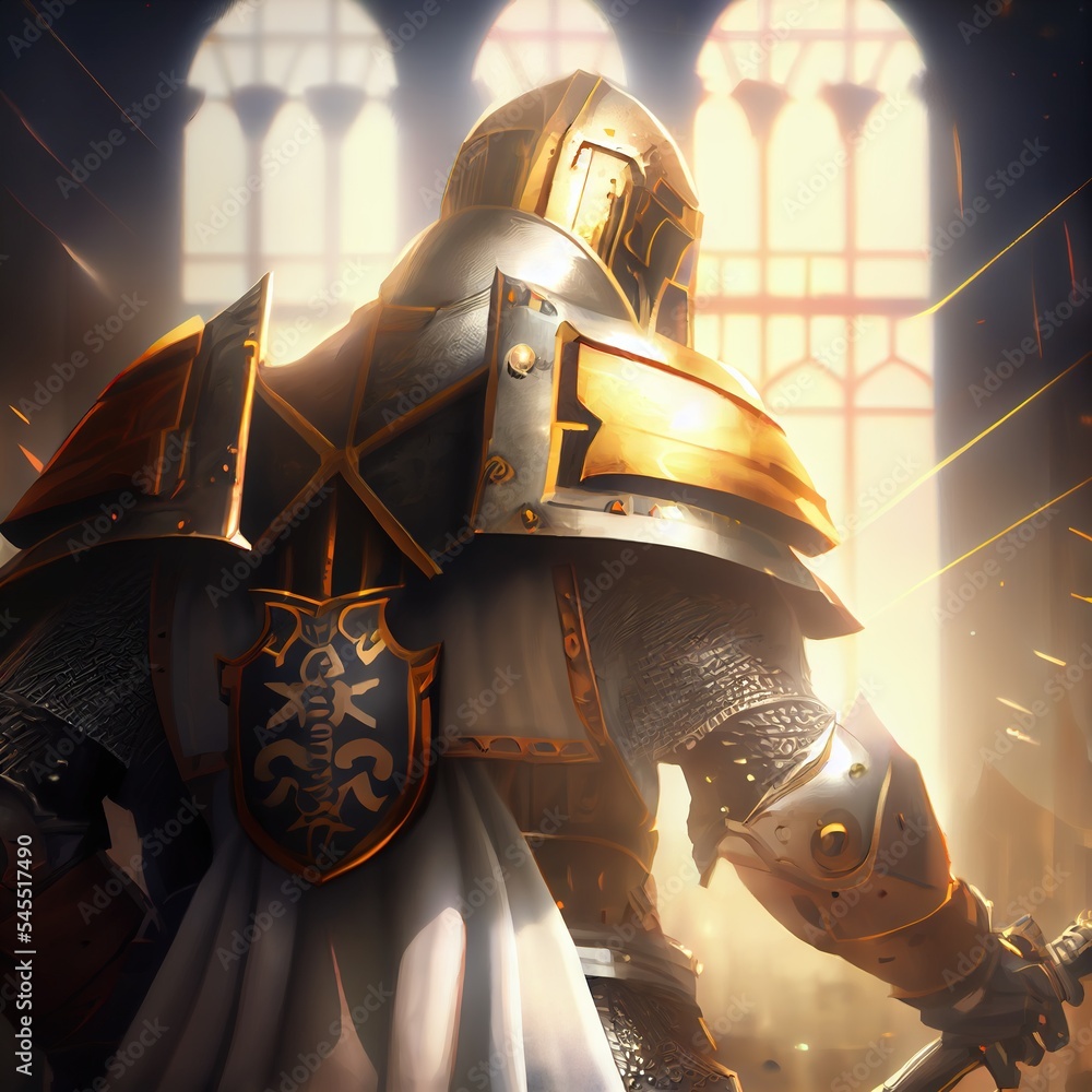 Templar knight crusader cyborg from the future. Video game character ...