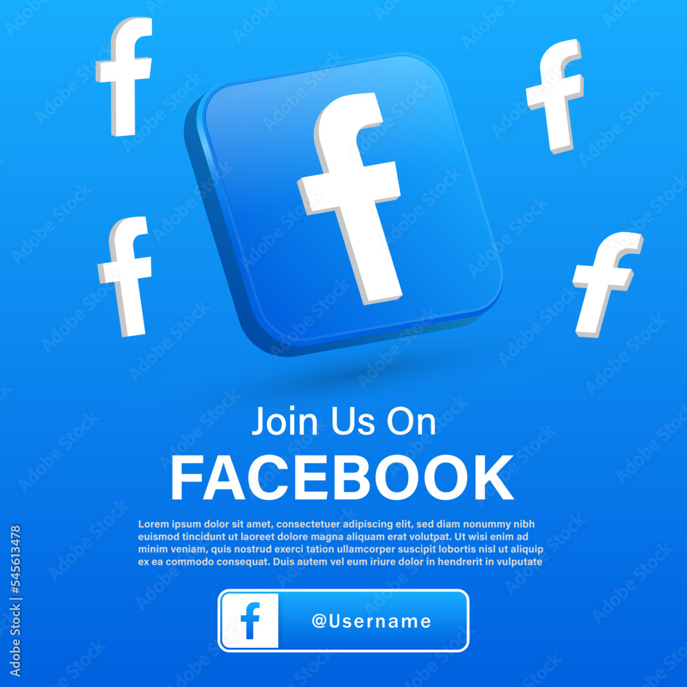 follow us on facebook gradient background with 3d logos . social media ...