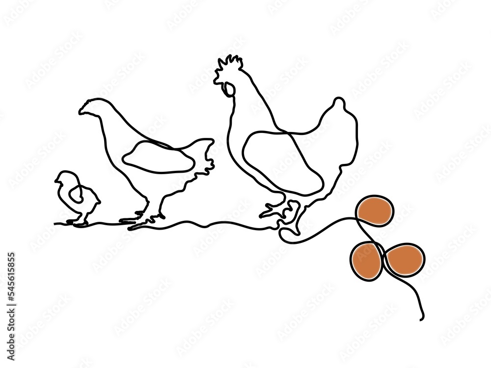 Layer Chicken Simple Line Art Illustration, Image for brochure, catalog ...