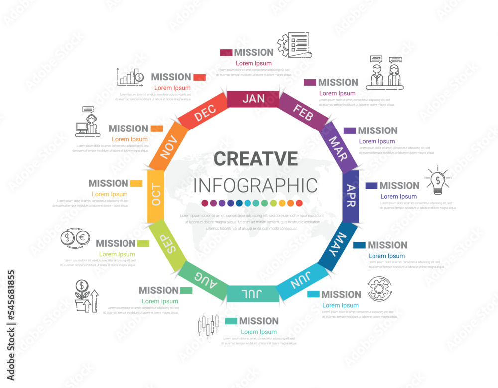 Infographic elements circle design for all month planners. Infographics ...