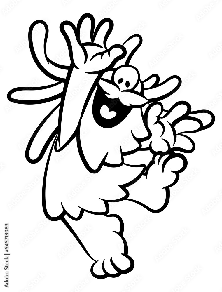 Cartoon illustration of dreadlock Caveman with bearded face, wearing ...
