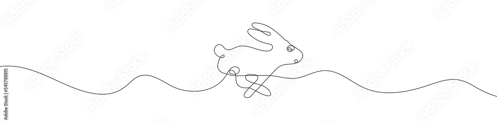 Continuous line drawing of rabbit. Line art of bunny. One line drawing ...