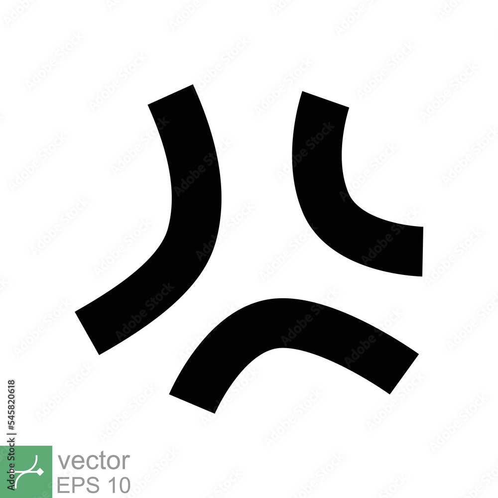 Anger symbol icon. Simple solid style. Black angry sign, cartoon ...