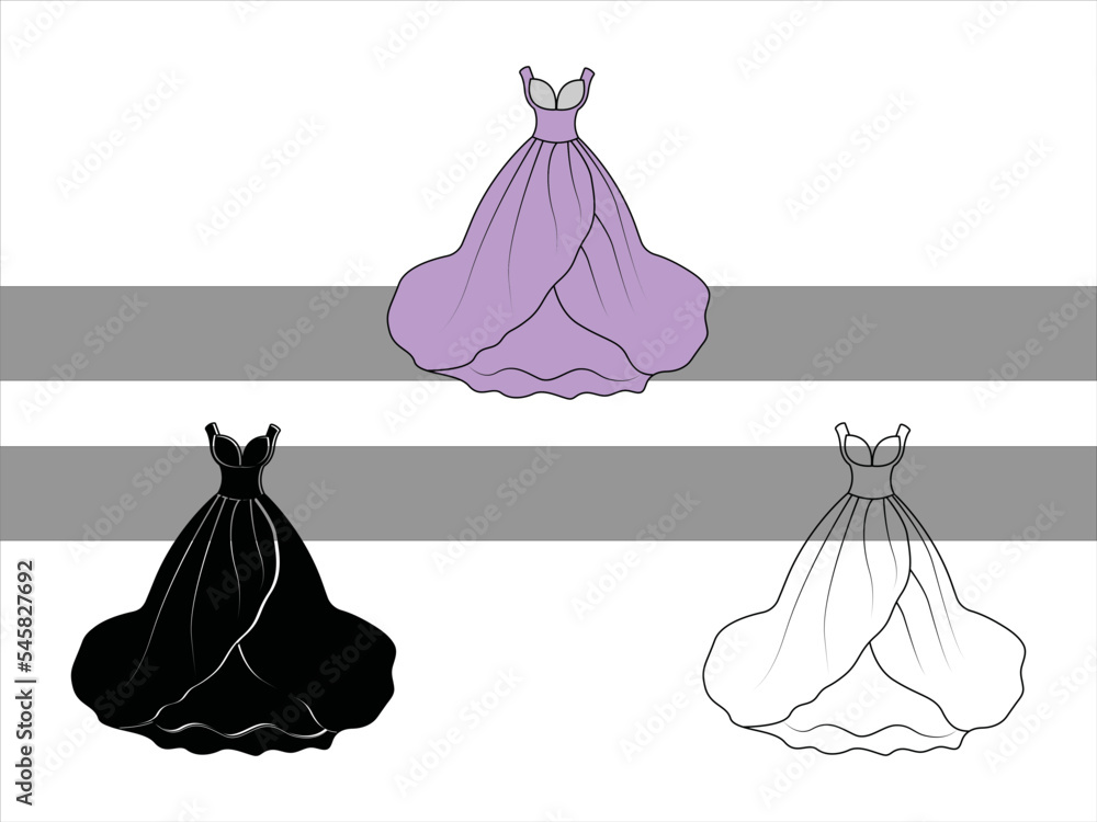 Dress Clipart SVG Cut File | Women’s Dresses Svg | Dresses Svg | Gown ...