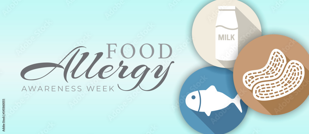 Food Allergy Awareness Week Illustration Background with Milk, Peanuts ...