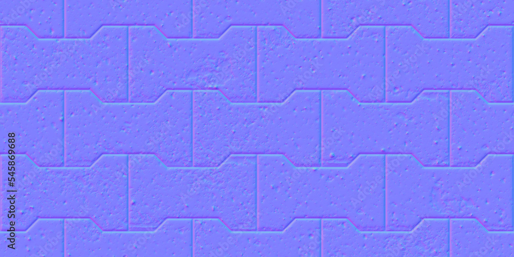 Normal map of pavement seamless pattern with dumble interlocking ...