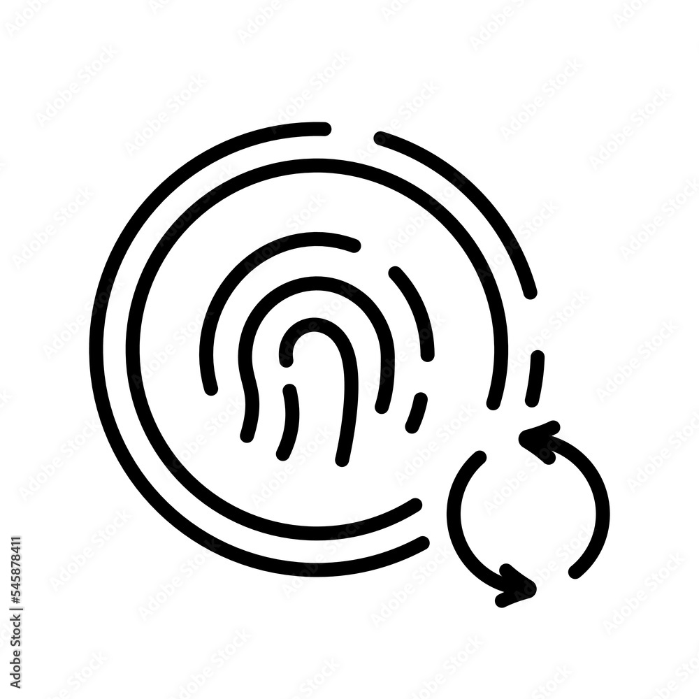 Reset Password by Fingerprint Identification Line Icon. Update Touch ID ...