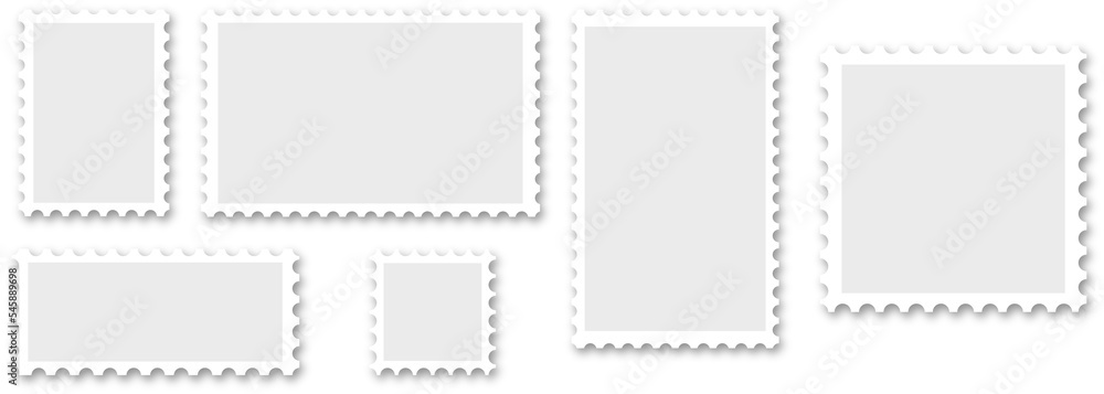 Postage stamp set. Realistic post stamps set with realistick shadow ...
