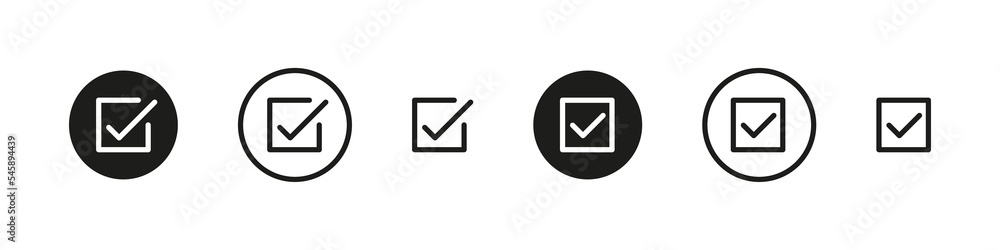 Checkmark icon. Check mark sign. Checkbox tick vector set. Confirm done ...