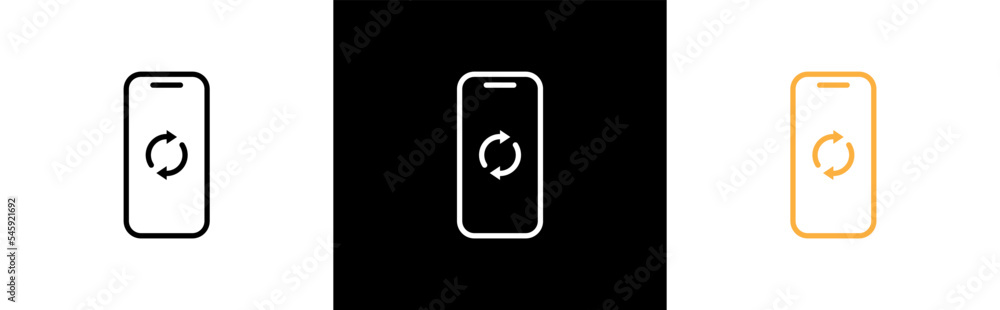 Rotate Mobile phone icon. Device rotation symbol signs stickers, vector ...