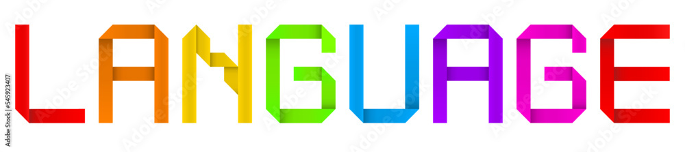 Vector concept or conceptual paper origami font forming the word ...