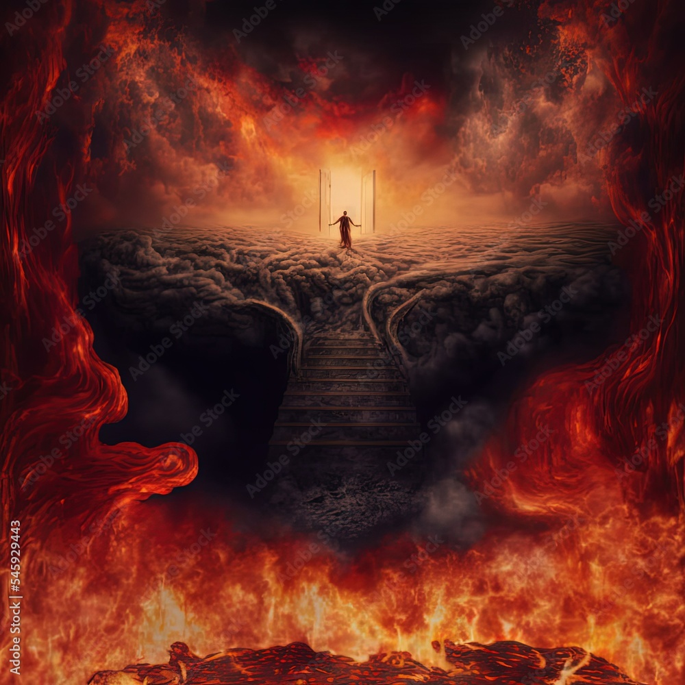 The hell inferno metaphor, souls entering to hell in mesmerize fluid ...