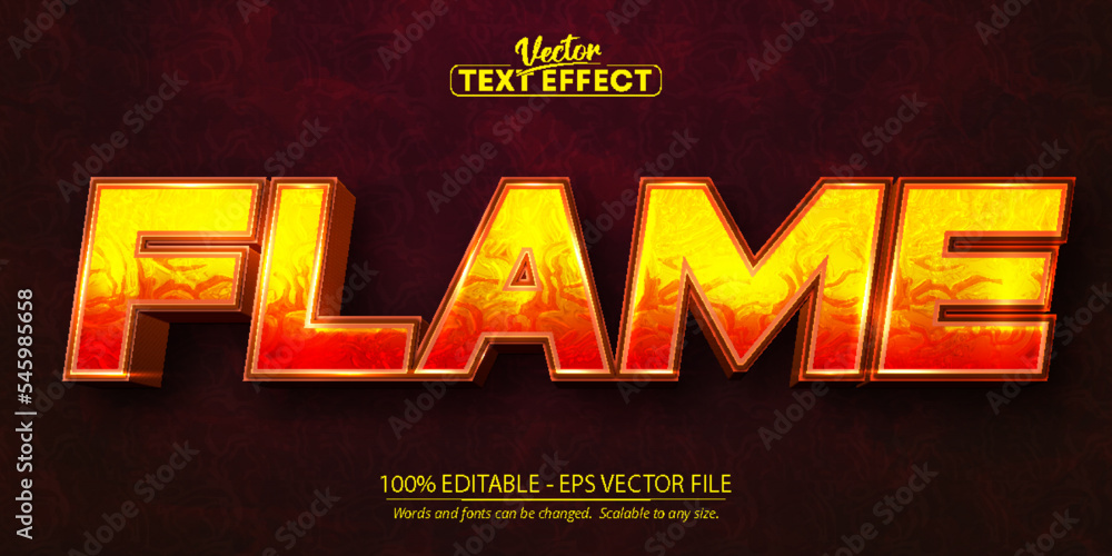 Flame text effect, fire orange color editable text style on dark grunge ...