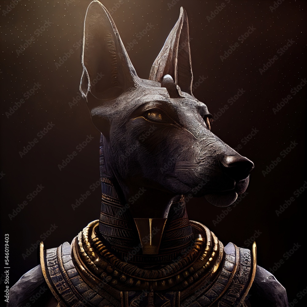 Anubis ancient Egyptian god of death. Beautiful Ai generated illustration is not based on any ...