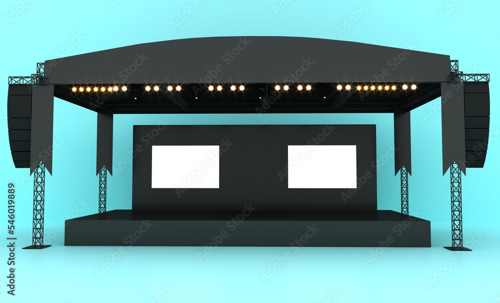 Stage rigging truss system with blank backdrop concert performance ...