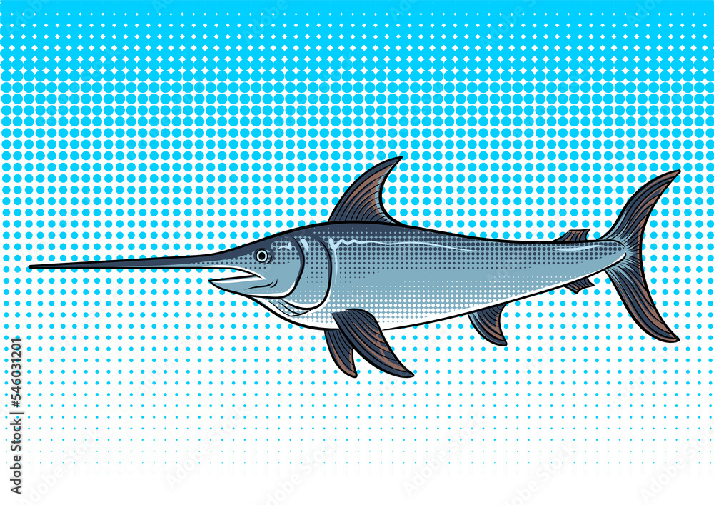 Swordfish pop art PNG illustration with transparent background Stock ...
