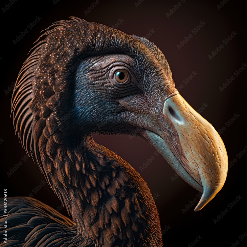 isolated on a black background, this is a 3D rendering of the extinct ...