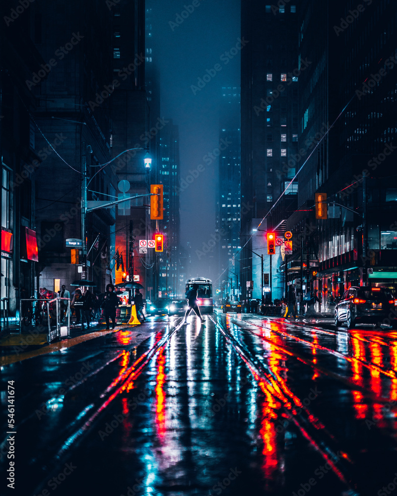 Person walks in Toronto financial district Stock Photo | Adobe Stock