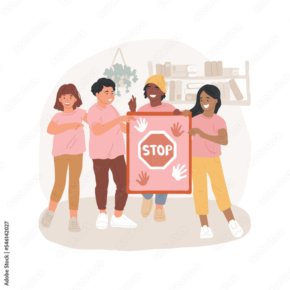 Anti-bullying day isolated cartoon vector illustration. Class wearing ...