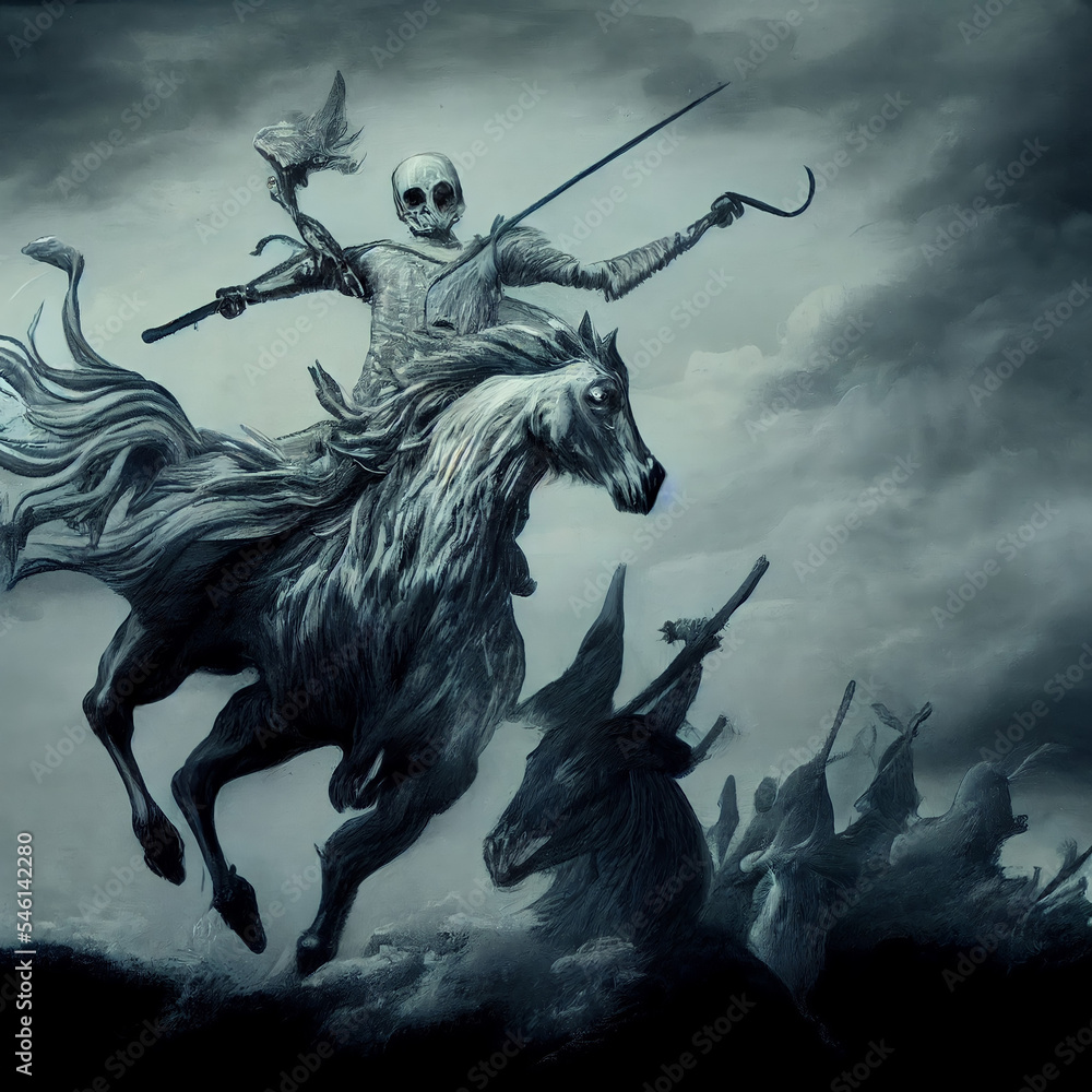 Death Riding a Pale Horse. Four Horsemen of the Apocalypse. [Digital ...