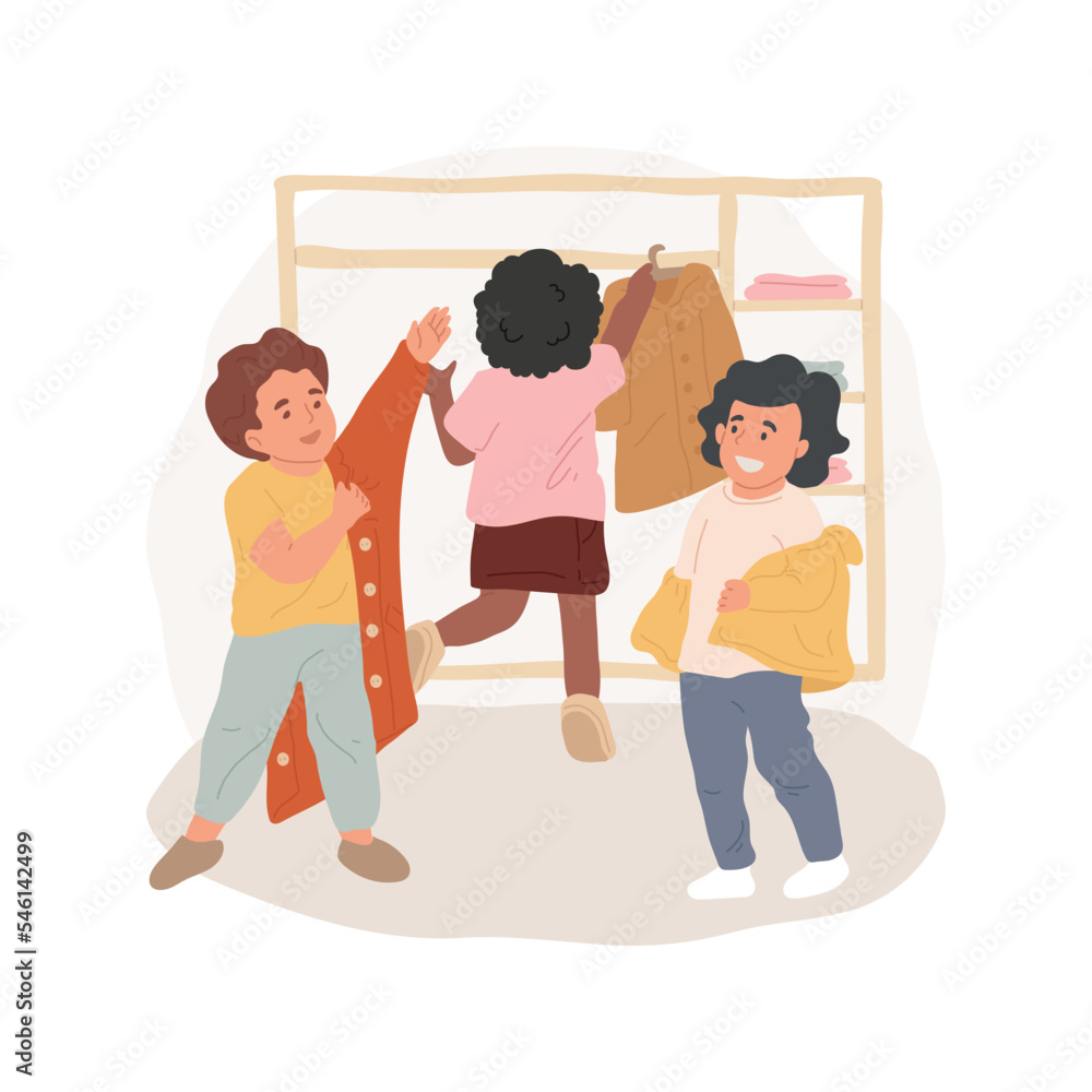 Getting dressed isolated cartoon vector illustration. Preschool ...