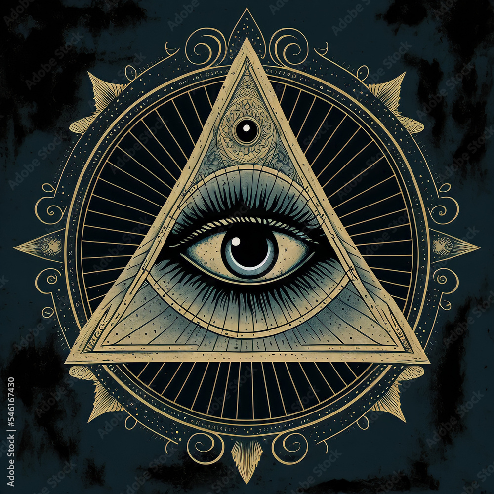 Triangle with Eye Design | Mind's Eye Illuminati Concept | Created ...