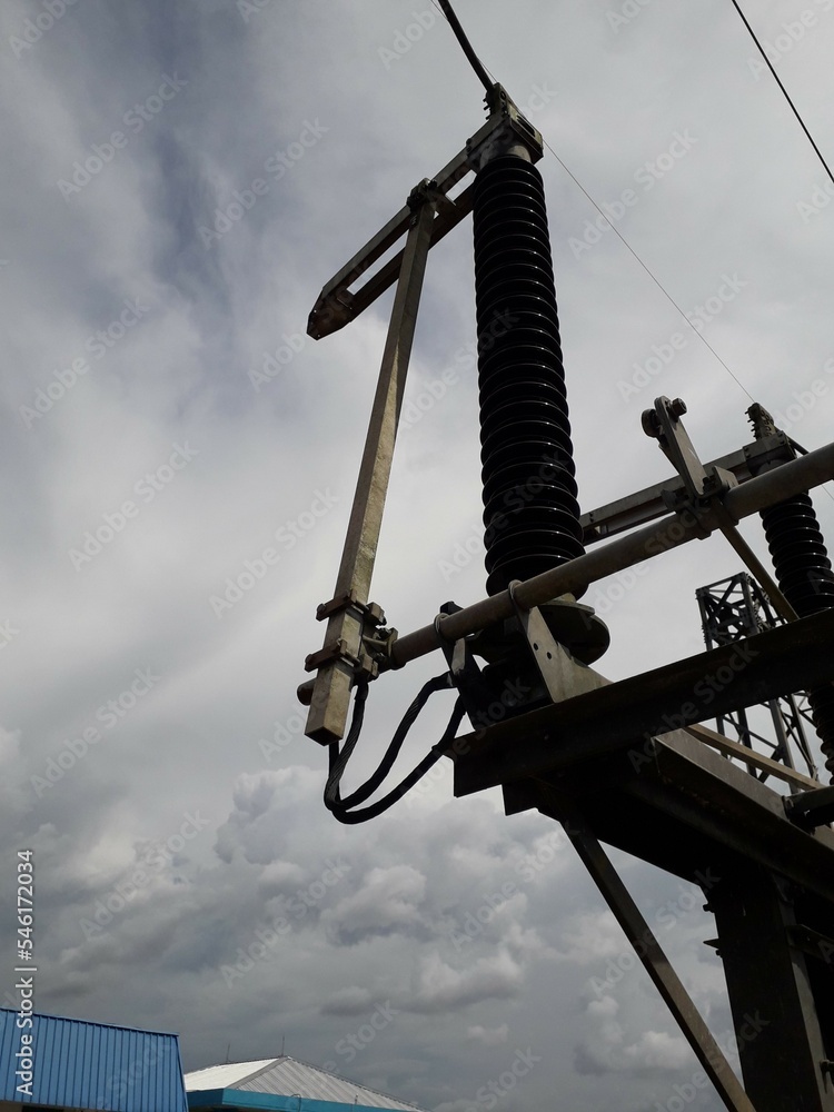 Disconnecting switch on high-voltage substation. switching device used ...