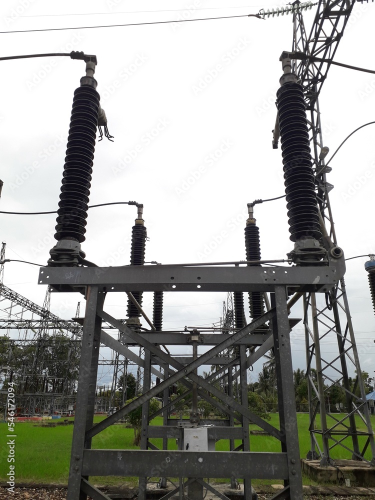 Disconnecting switch on high-voltage substation. switching device used ...