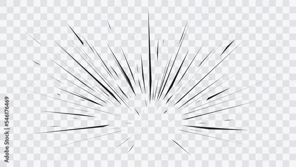 Abstract comic book flash explosion radial lines on transparent ...