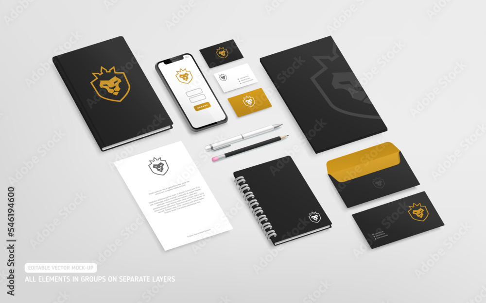 Minimalistic Brand Identity Mock-Up set of stationery with leon logo ...