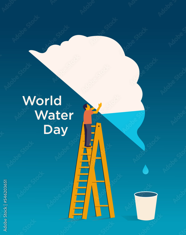 Save rain water concept for World Water Day typography on the 22 march ...