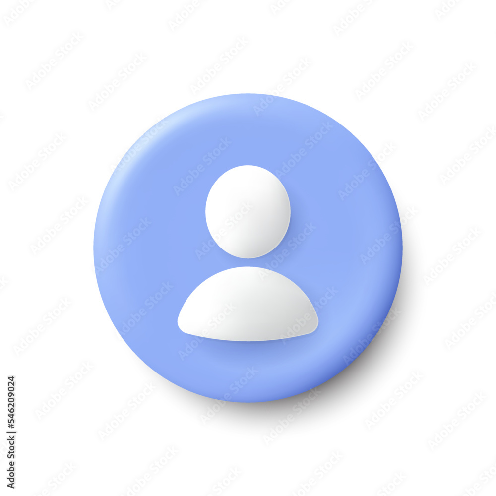 User profile 3d icon. Avatar or person button. Profile picture, portrait symbol. Neutral gender ...