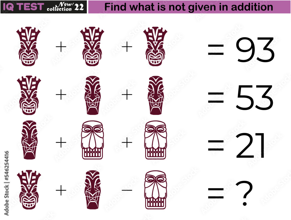 Stock-Vektorgrafik „Visual intelligence questions IQ TEST, Math ...