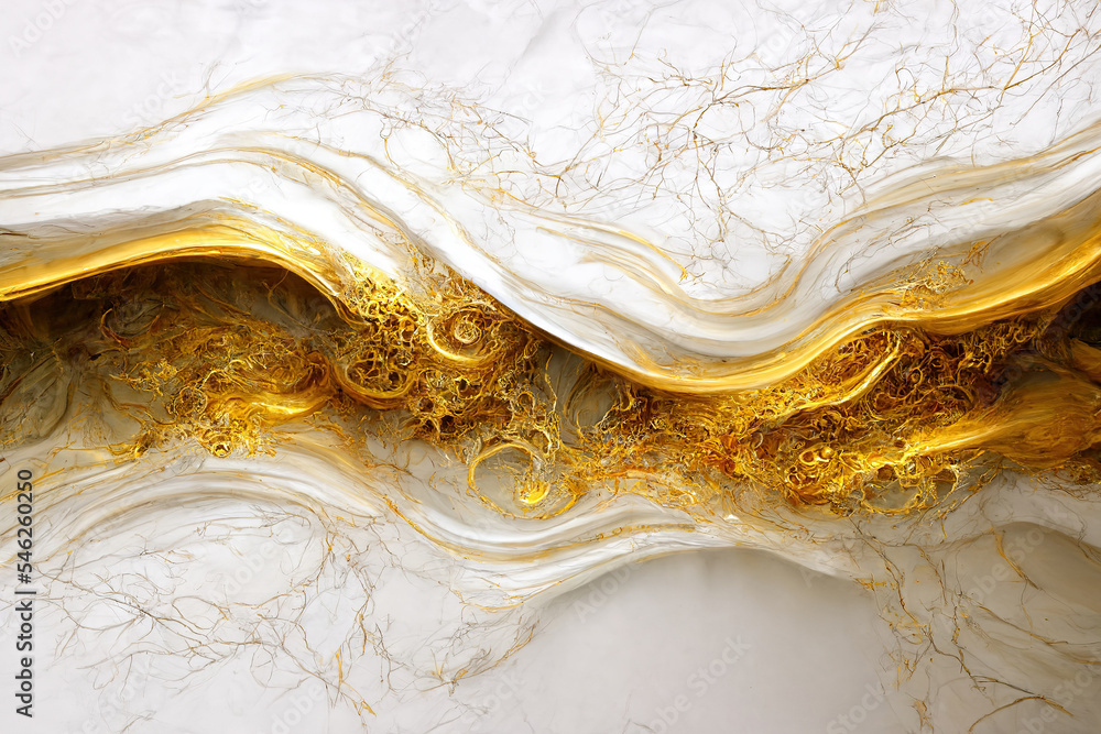 White and gold marble texture. Luxury abstract fluid art paint ...