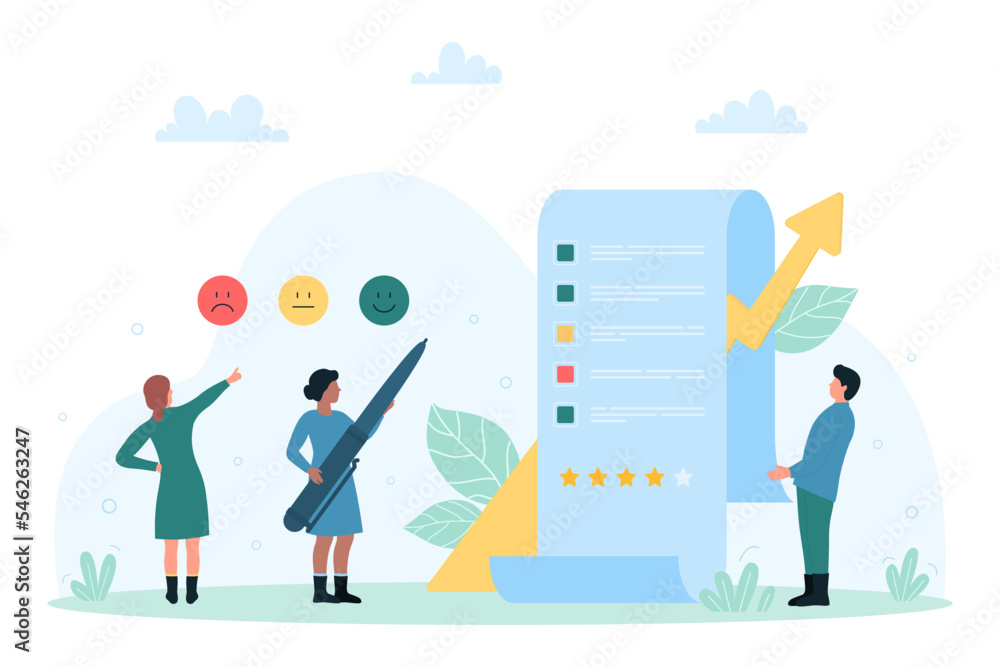 Online survey form, review report list for customers vector ...