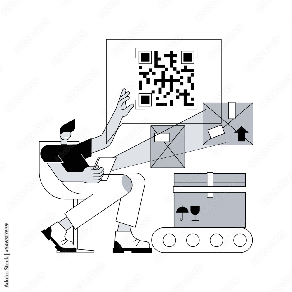 QR code abstract concept vector illustration. QR generator online, QR ...