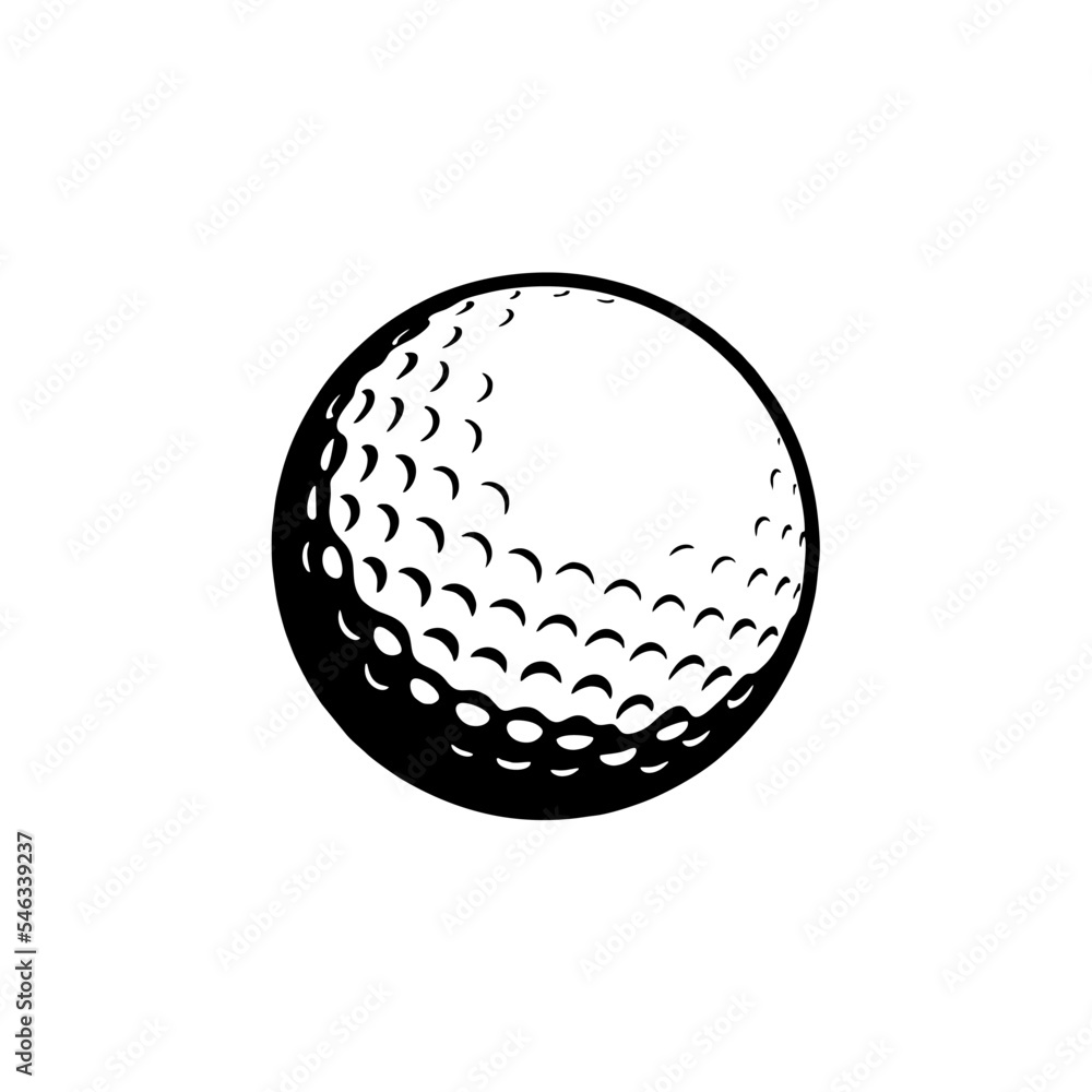 Vector Golf Ball - Black and White Isolated Icon Stock Vector | Adobe Stock